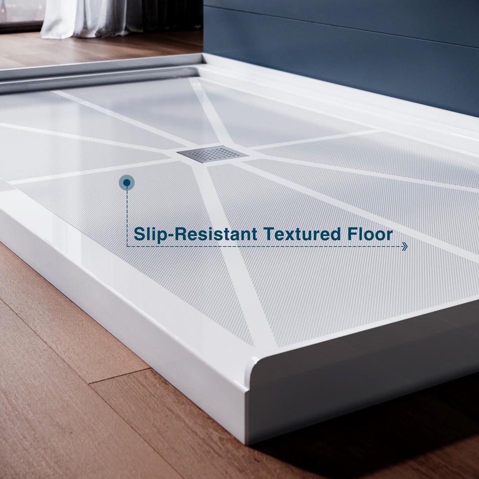 ELEGANT 32x60 Single Threshold Shower Base Pan Solid White Center Drain ...