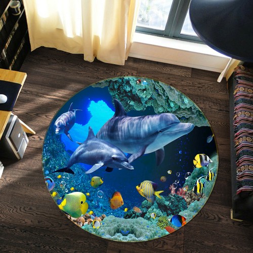 3D Dolphin Yellow Fish ZHUA391 Game Non Slip Rug Mat Photo Carpet Zoe ...