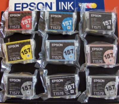 No Boxes GENUINE epson 157 T157 ink cartridges R3000 Full Set T1571 ...