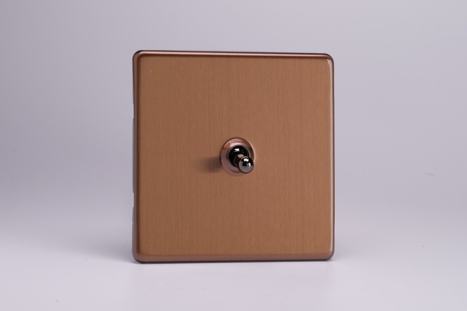 Varilight Screwless Brushed Bronze Light Switch Socket Dimmer Toggle ...