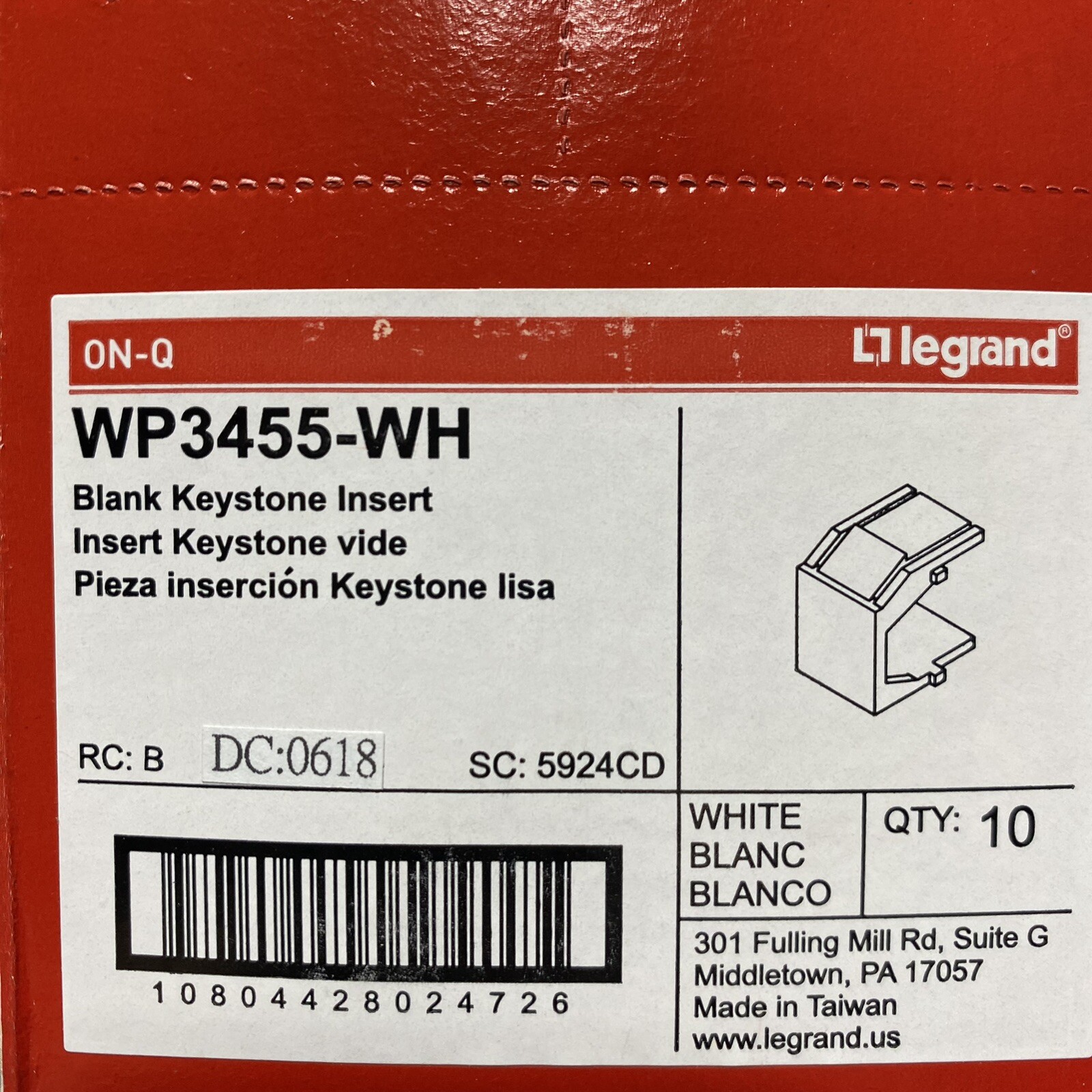 Lot of 100 Legrand ON-Q WP3455-WH Blank Keystone Modular Inserts Brand ...