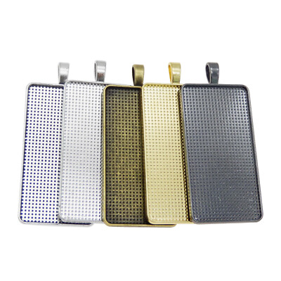 5PCS 25*50mm Rectangle Alloy Bezel Tray Base Glass Cabochon DIY Pendant ...