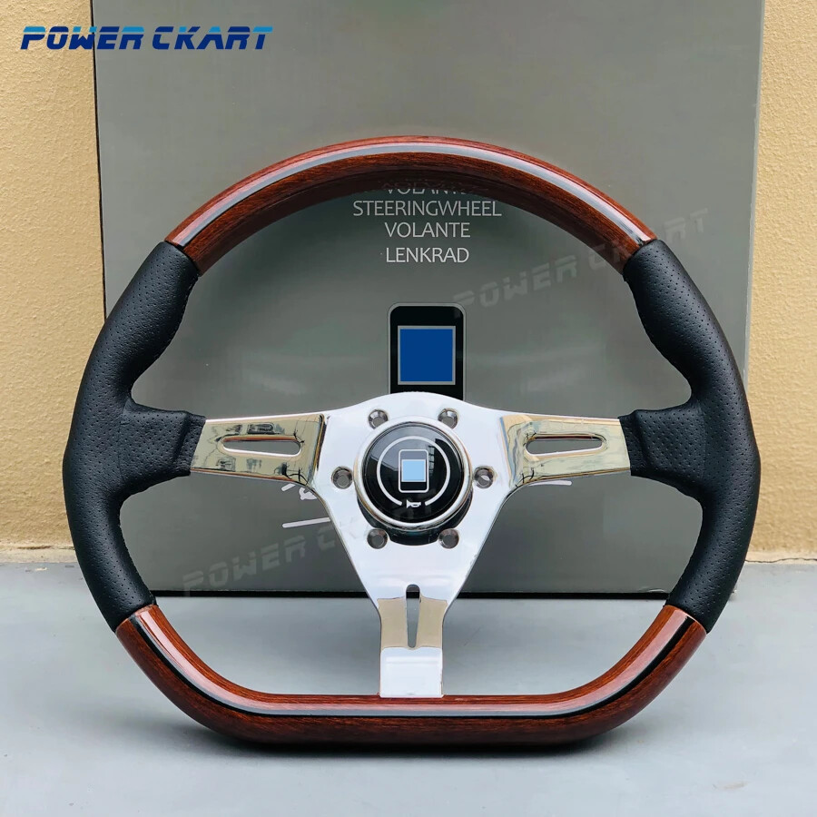 14inch D Shape Steering Wheel JDM Sport Classic Wood Steering Wheel Sim ...