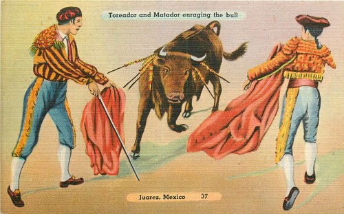 DB Mexico Postcard O099 Toreador and Matador Enraging the Bull Juarez ...