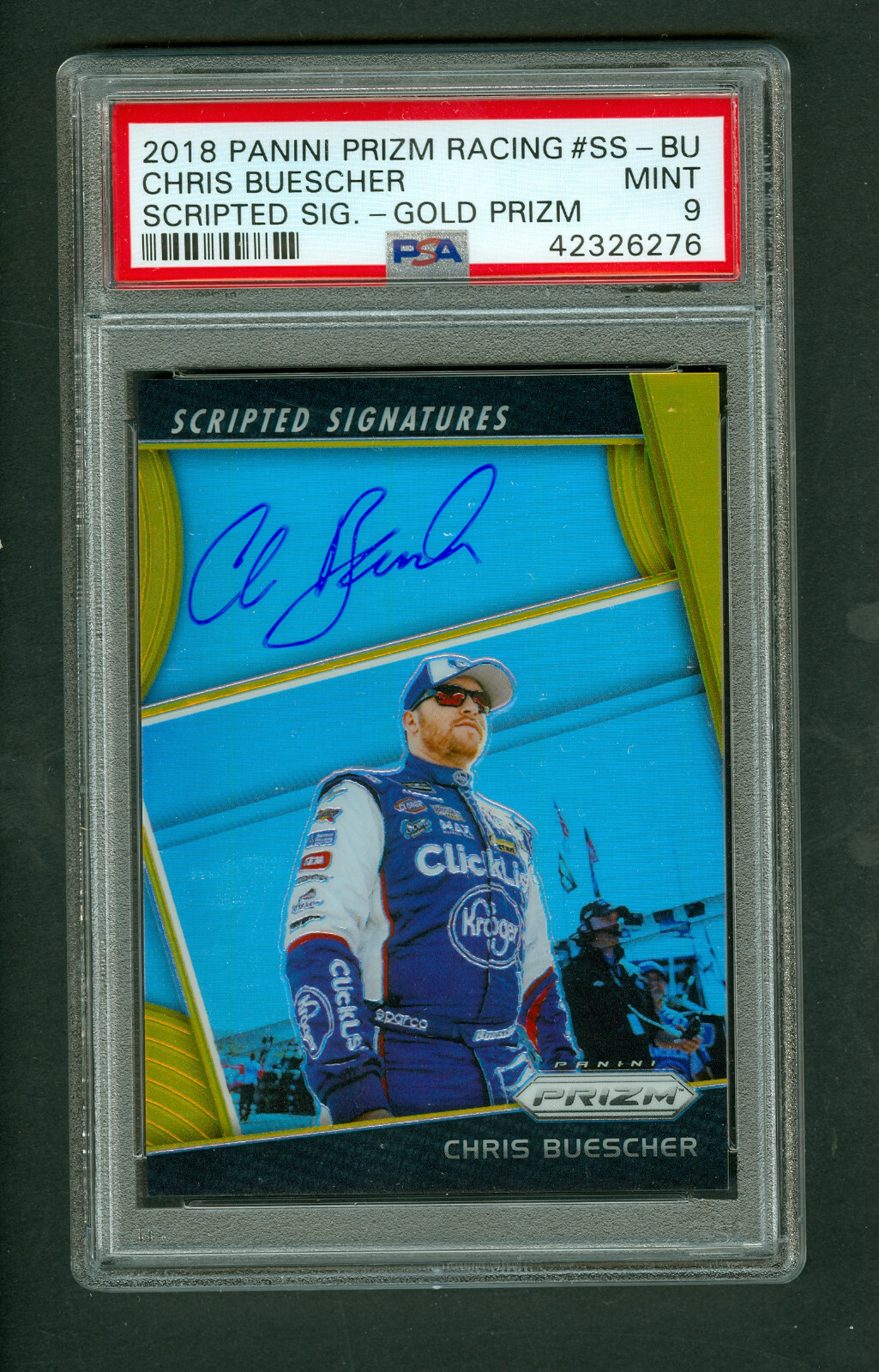 Chris Buescher 2018 Prizm Scripted Signatures Gold 10/10 On Card Auto ...