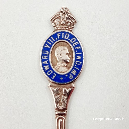 1936 EDWARD VIII ABDICATED KING CORONATION ENAMEL SOUVENIR TEA SPOON 4⅓ ...