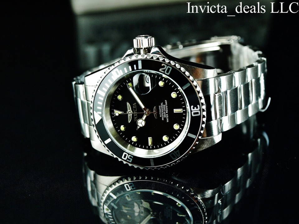Invicta Men's 40mm Pro Diver AUTOMATIC NH35A BLACK DIAL Silver Watch | eBay
