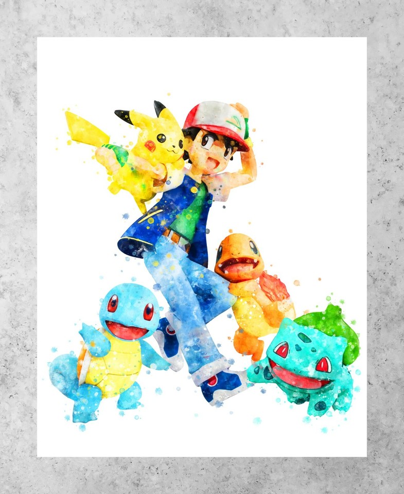 A4 Pokemon Wall Art Print Home Decor Gift Idea, Nursery Art Kids Room ...