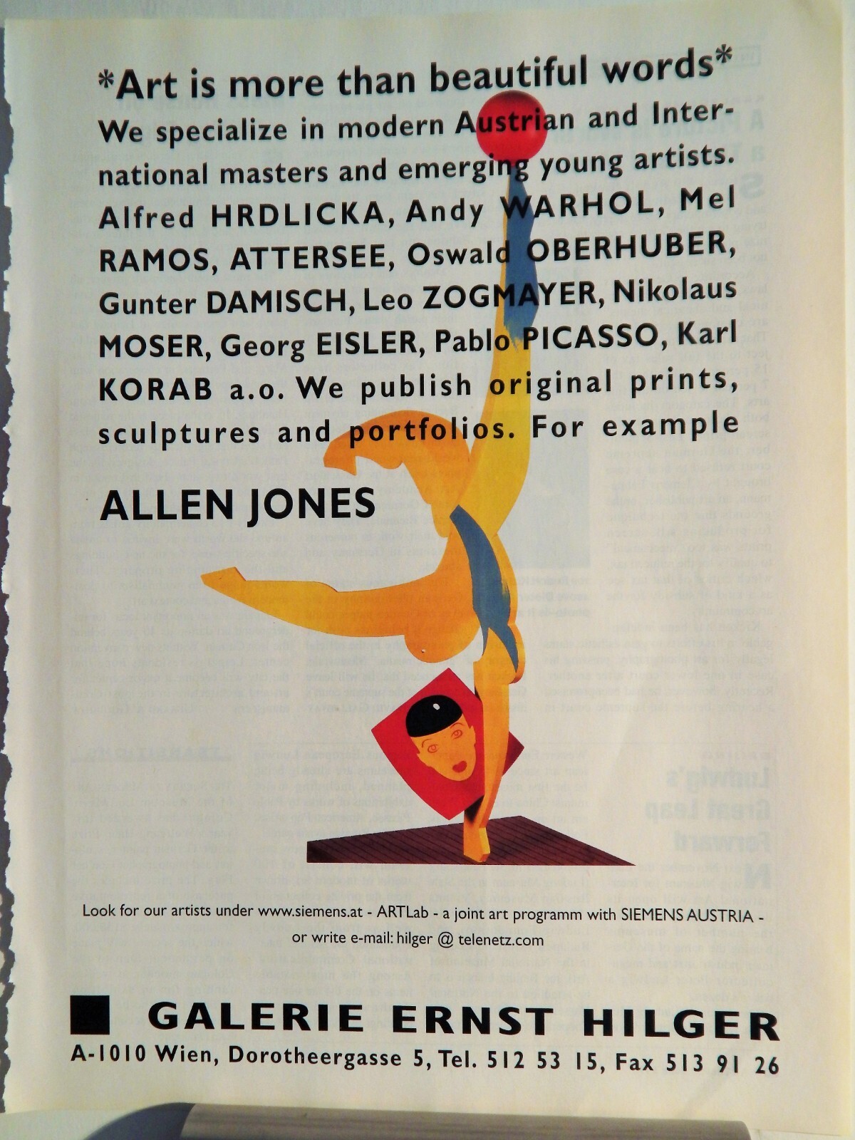 ALLEN JONES ART PIECE VTG ORIG 1996 ADVERTISEMENT | eBay