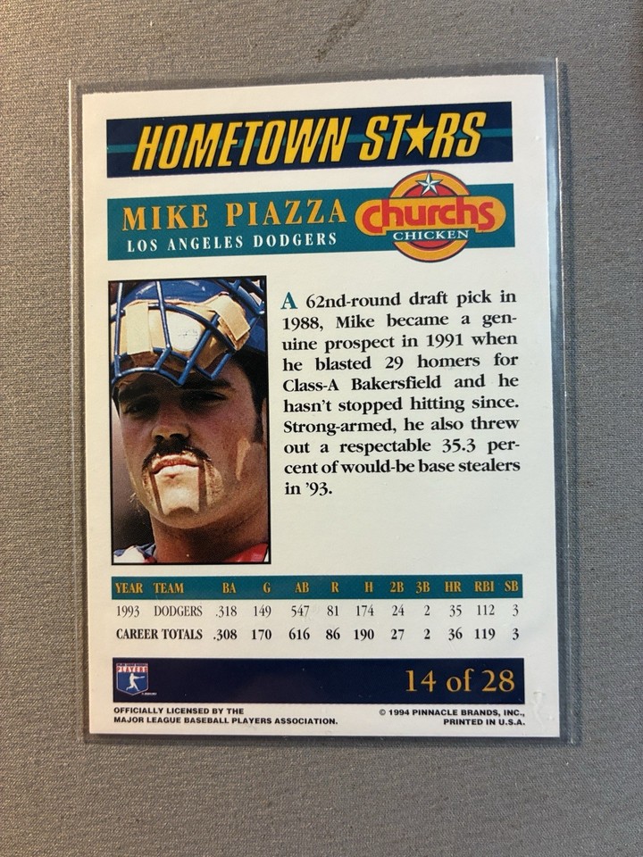 1994 Church's Chicken Mike Piazza GOLD Hometown Stars NM-MT OR BETTER ...