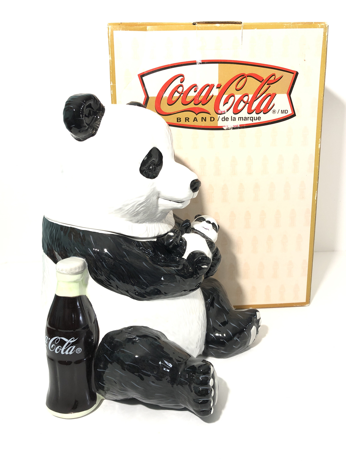 Vintage 2000 Coca-Cola Panda Family Ceramic 9.75” Cookie Jar- . Coke ...