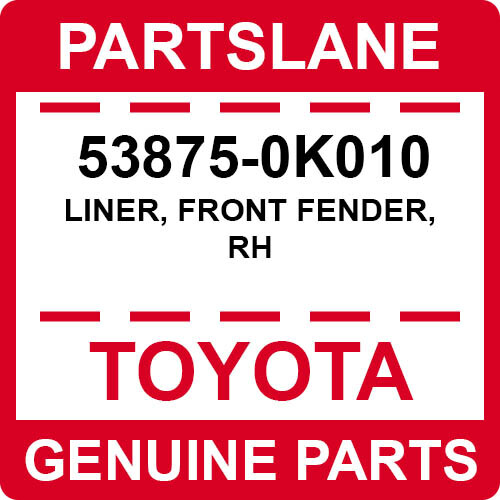 53875-0K010 Toyota OEM Genuine LINER, FRONT FENDER, RH | eBay