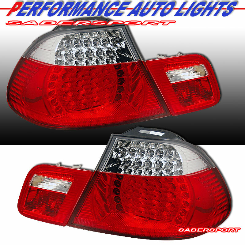 Set of Red Clear LED Taillights 4pcs for 2000-2003 BMW E46 3-Series 2dr ...