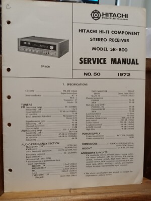 Hitachi SR-800 Receiver Service Manual Original | eBay