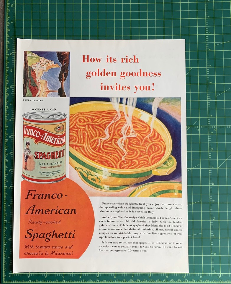 Vintage 1932 Franco-American Spaghetti Print Ad | eBay