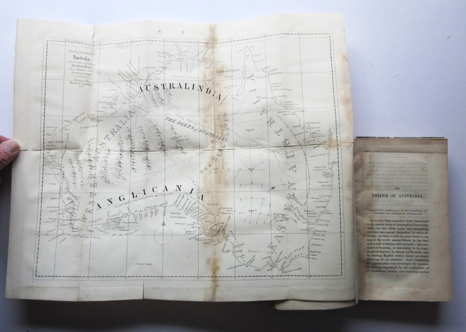 1836 Friend of Australia 2nd Ed Map central Great River! Classic Early ...