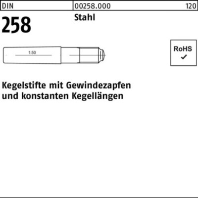 000258000000250140 Kegelstift DIN 258 m.Gewindezapfen 25 x 140 Stahl ...