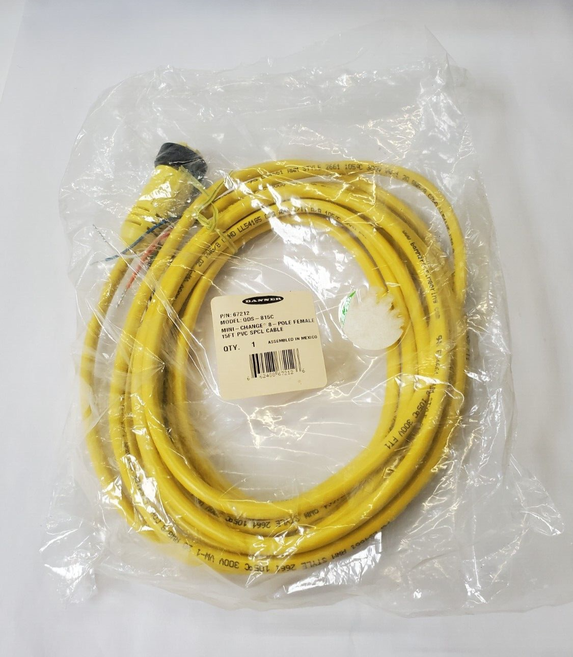 TURCK BANNER CORDSET QDS-815C 67212 MINI CHANGE 8-POLE FEMALE 15' PVC ...