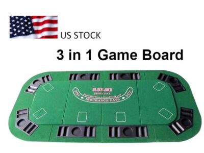 Portable 3-in-1 Folding Casino Game Table for Poker Blackjack Craps ...