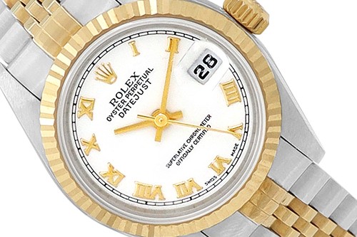 Rolex 26mm Datejust 18k Gold & Steel Ladies Watch 69173 White Roman ...