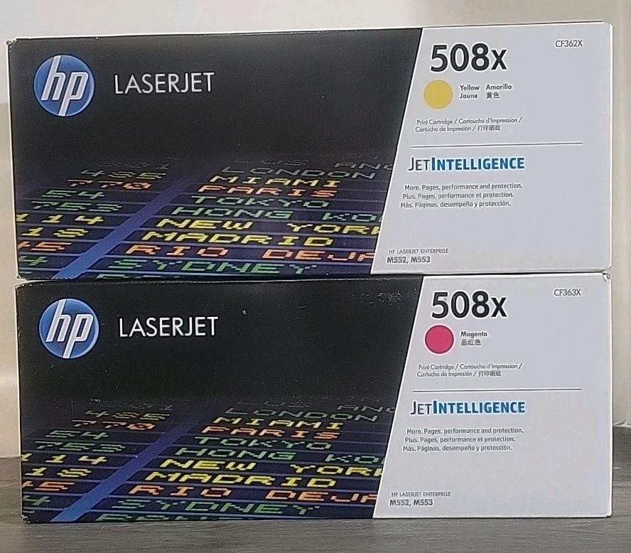 HP 508X Yellow Magenta Original High Yield LaserJet Toner CF362X CF363X ...