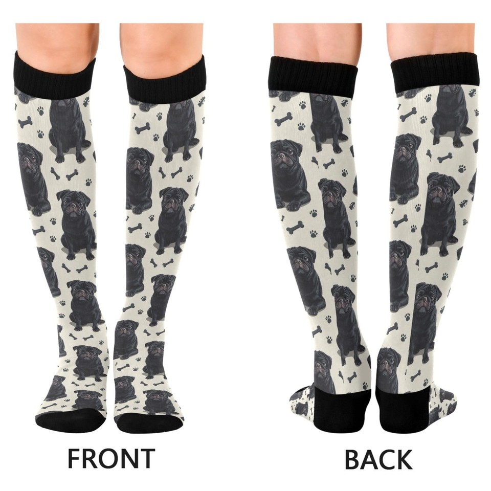 XDKDZIS Black Pug Dogs Compression Socks Knee High One Size, | eBay