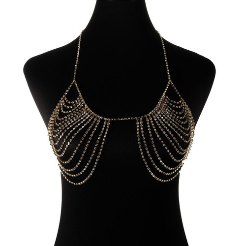 Women Metal Diamond Body Chain Bra Jewelry Necklace Bikini Beach Party ...