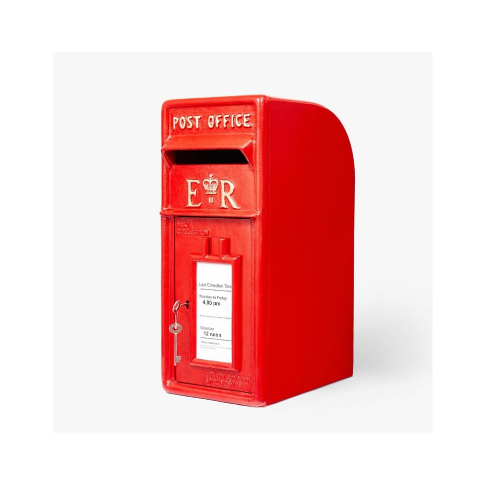Post Box Red ER with Lock Wall Mounted Royal Mail Design Mailbox Large ...