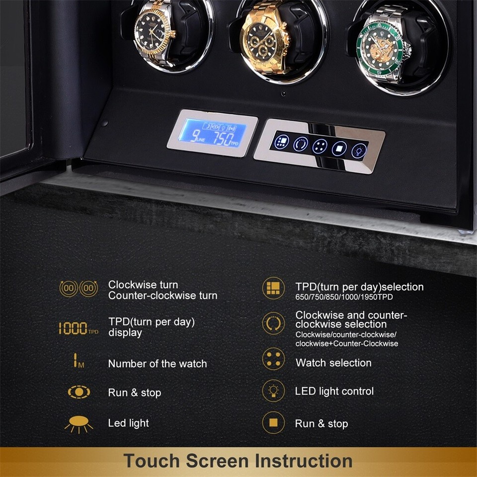 LED Automatic 24 Watch Winder LCD Touch Screen Display Box Case Storage Quiet 8711341972032| eBay