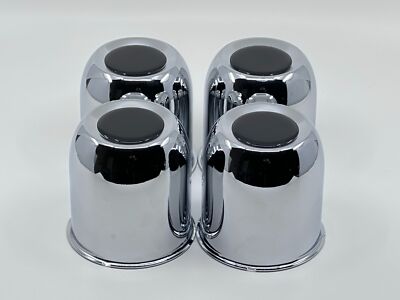 4 Chrome Close End Center Caps For 3.25" Trailer rims Center Bore w/BK ...