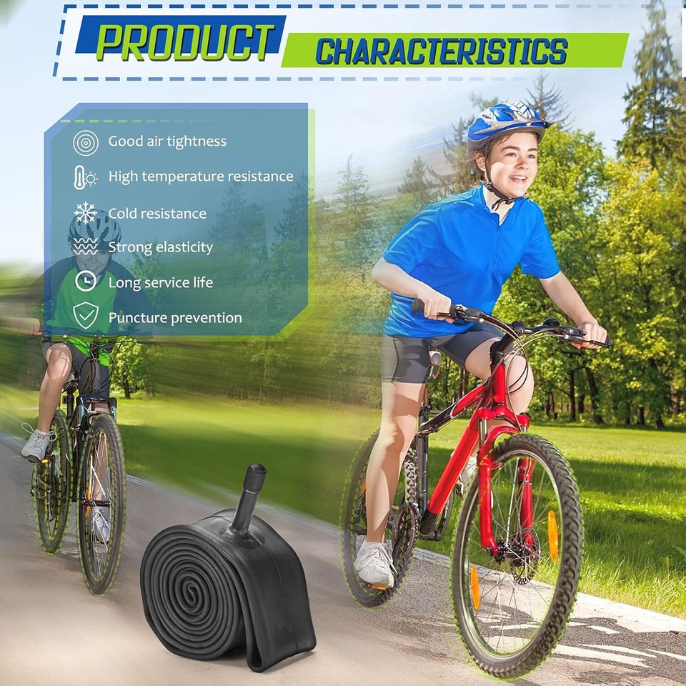 2Pcs 26" Bike Inner Tube w/ 2 Tire Levers Heavy Duty Bicycle Tubes 26X1 ...