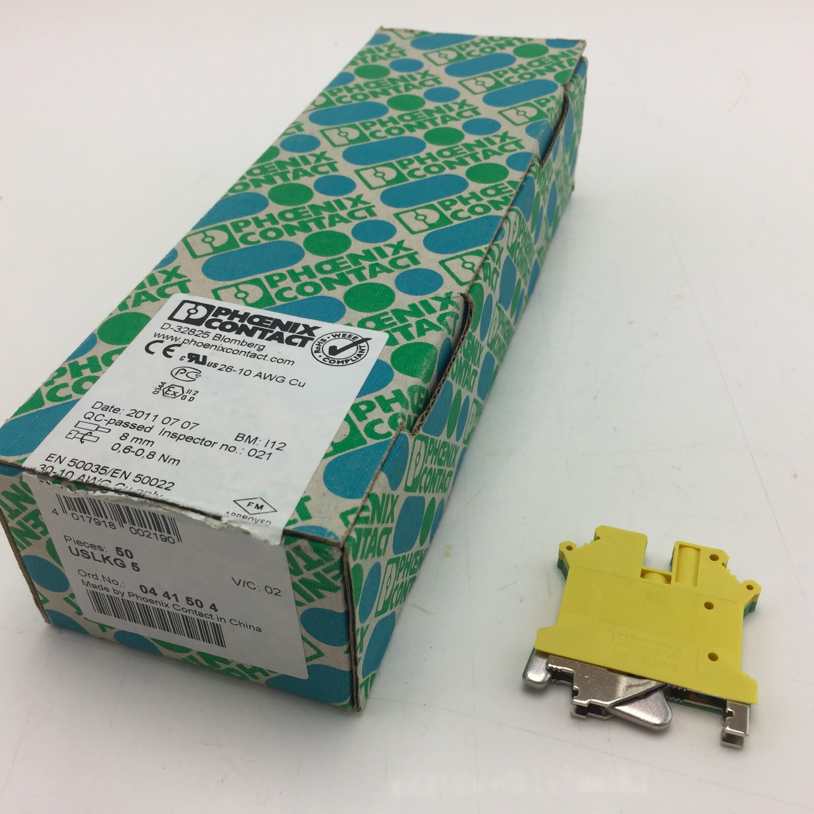 PHOENIX CONTACT 0441504 DIN Rail Earth Terminal Block 2 Ways 24AWG ...