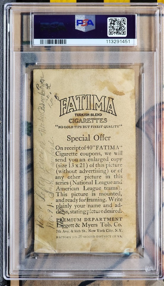 CHICAGO AMERICANS 1913 T200 Fatima Cigarettes PSA Authentic Altered ...