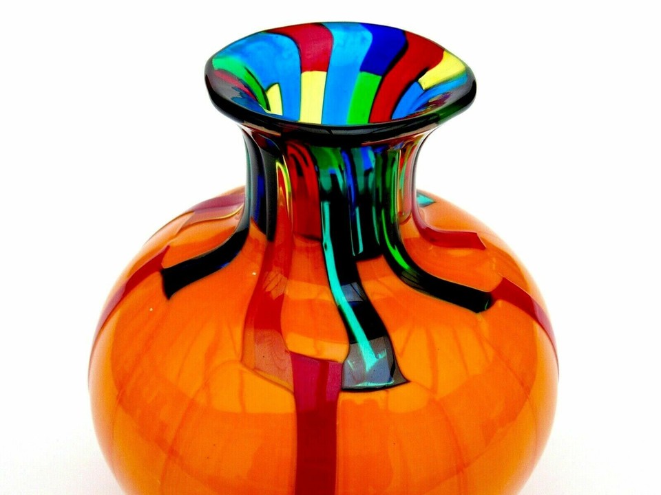 Murano Glass Signed Ballarin Art Glass Italian Pezzato Bulbous Opaque ...
