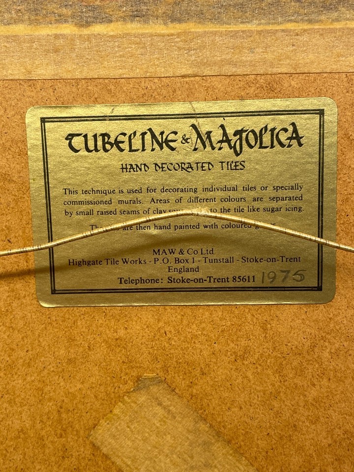 Maws & Co Framed "Summer" Season Tile Hand Majolica Revival Art Nouveau ...