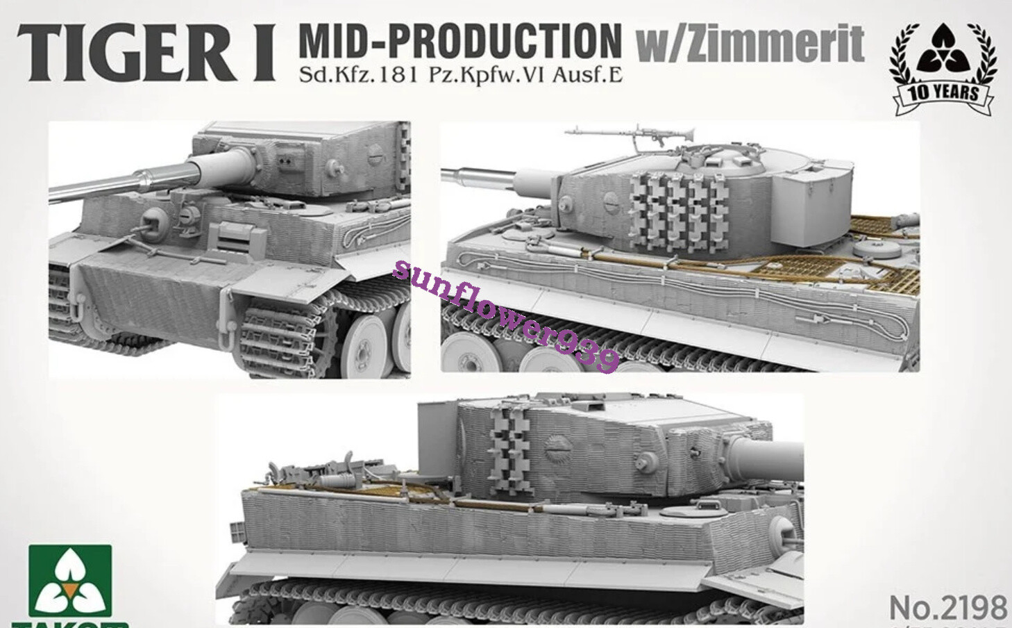 TAKOM 2198 1/35 Scale Tiger I Mid Production w/Zimmerit Plastic model ...
