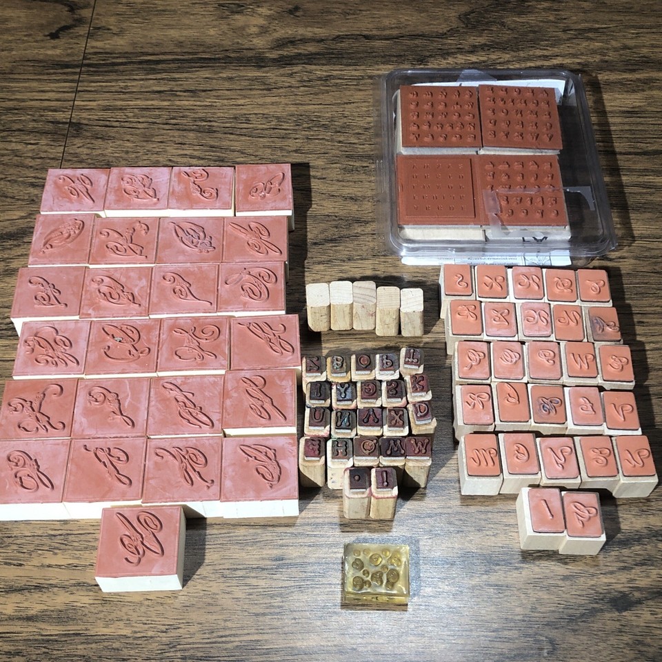 Lot of 84 Asst. Decorative Alphabet Letters Rubber Stamps Cursive ...