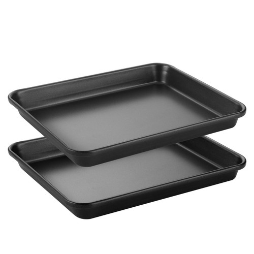 2 Pack 9.7X7.5" Toaster Oven Pans for Baking, 57% Thicker Nonstick 1/8 ...