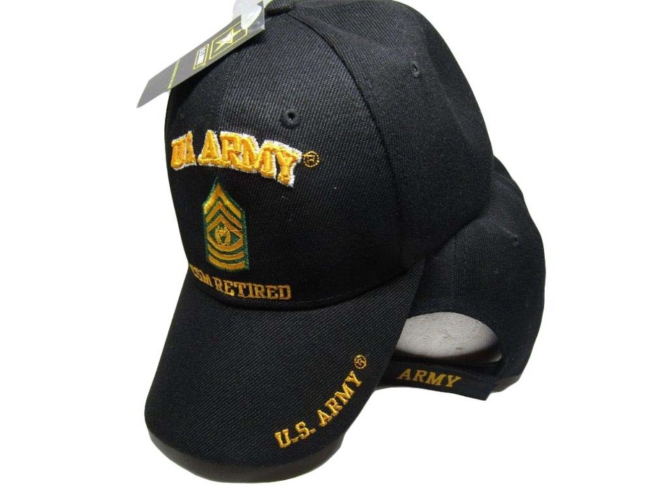 U.S. Army CSM Command Retired Military Black Embroidered Cap Hat ...