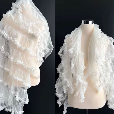 Wrinkles Lace Fabric Off-White Ruffled Edge lace for Costume Gown 0.5 ...