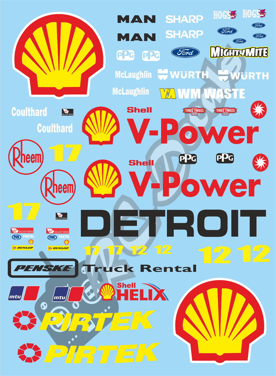 1/10 Touring Car Decal Sticker Set Shell Racing - Xray VBR PR Racing ...