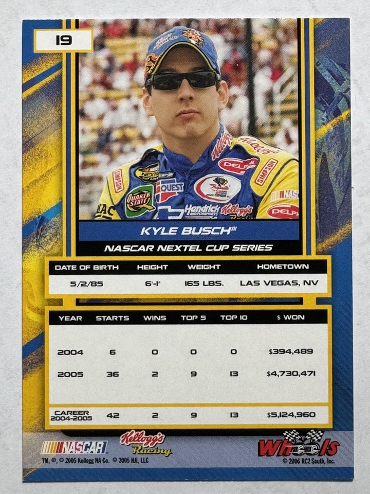 KYLE BUSCH 2006 Wheels High Gear NASCAR Racing Card #19 | eBay