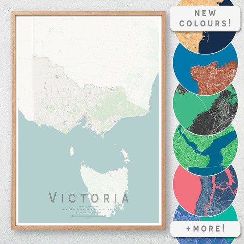 VICTORIA State Map Print, VIC Australia Wall Art Poster Map Wall Decor ...