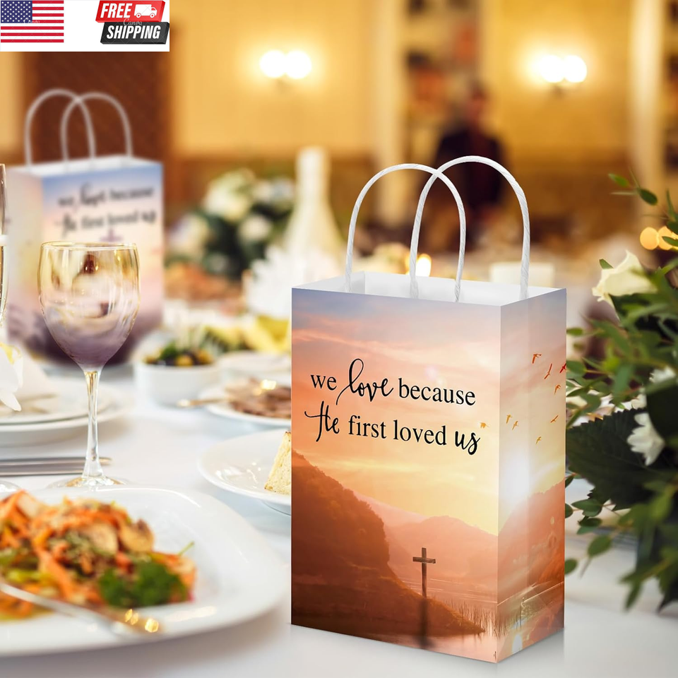 50 Pcs Christian Gift Bags Bulk with Handles Bible Verse Religious ...