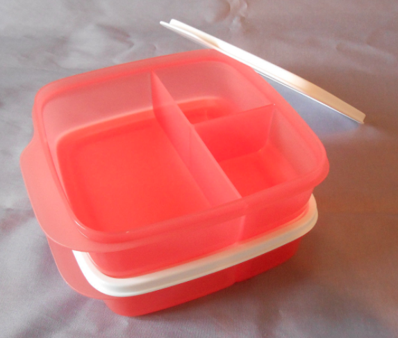 Tupperware Lunch-It Divided Square Snack Set of Two Coral Crush Orange ...