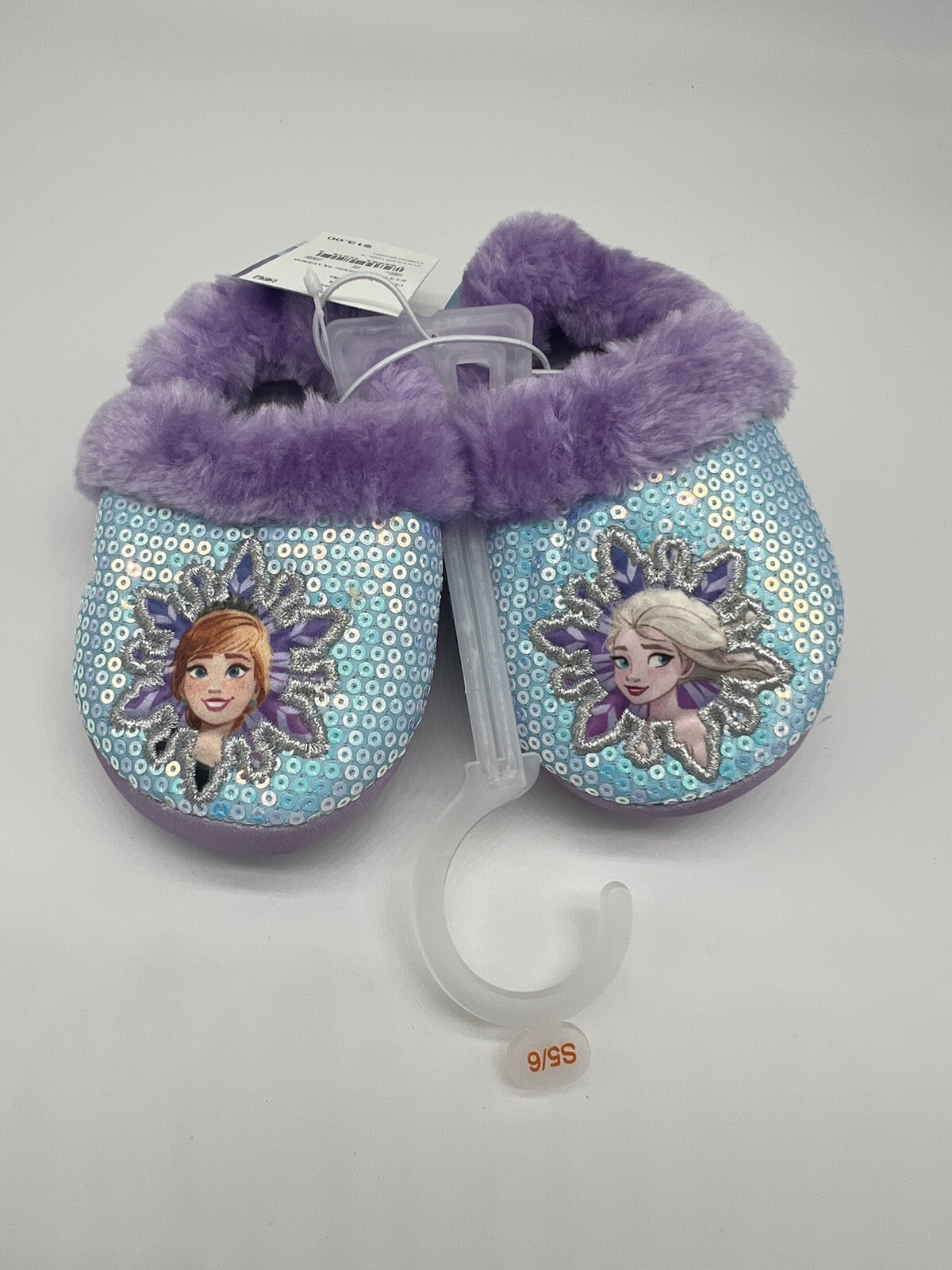 Disney Frozen Elsa & Anna Sequin Slippers Size Small 5-6 Toddler Girls ...