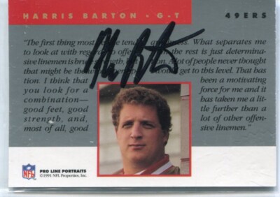 1991 Pro Line Portraits HARRIS BARTON Certified Autograph SAN FRANCISCO ...