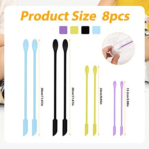 8 Pack Mini Silicone Spatula Set Double Ended Jar Scraper Tiny Spatula ...