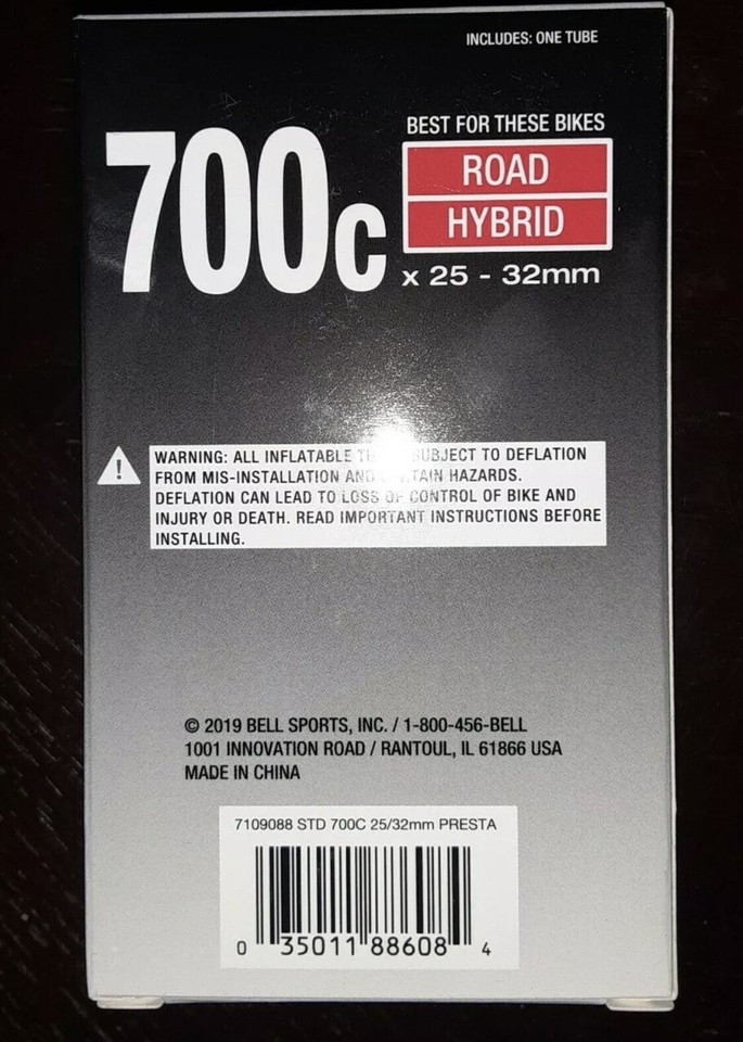 Bell Bicycle Inner Tube 700c Presta Valve 25-32mm Road Hybrid NIB NEW ...