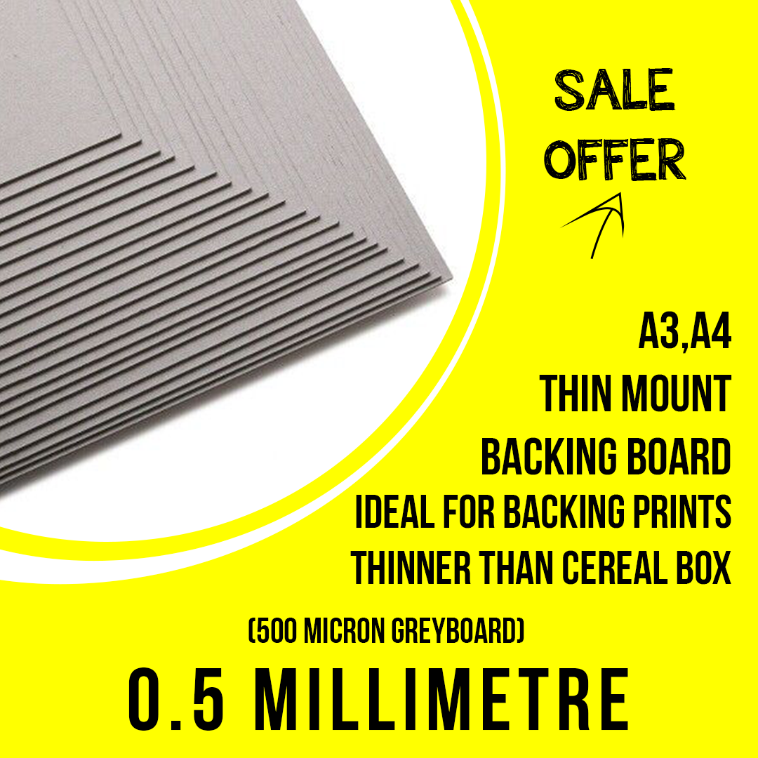 500 Micron Greyboard A3, A4, 0.5mm Card, Thin Mount Packing Backing ...